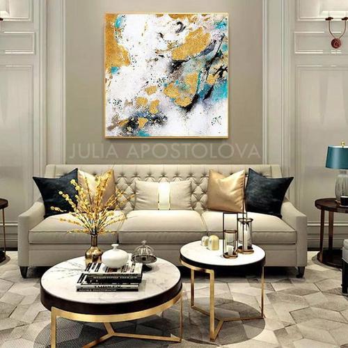 Jual lukisan abstrak gold leaf panel - tanpa frame, 60x70 - Kab ...