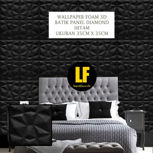 Jual AA Wallpaper Foam 3D Batik Wall Panel Diamond Triangle Hitam ...