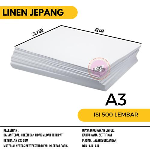 Jual Kertas Linen Jepang A3 230 gsm isi 500 lembar / Kertas Linen ...