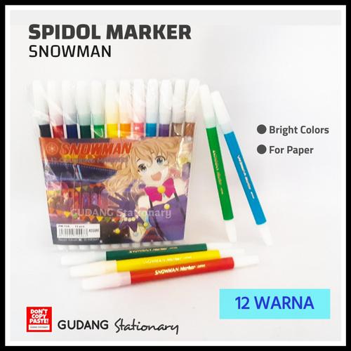 Jual Spidol Pen Marker 12 Warna SNOWMAN - Isi 24 Warna - Jakarta Timur ...