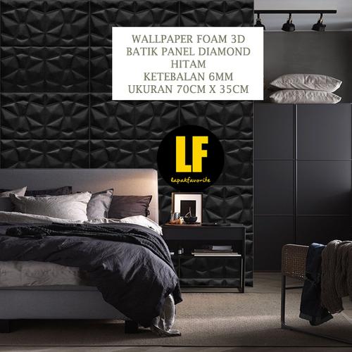 Jual AA Wallpaper Foam 3D Batik Wall Panel Diamond Triangle Hitam ...