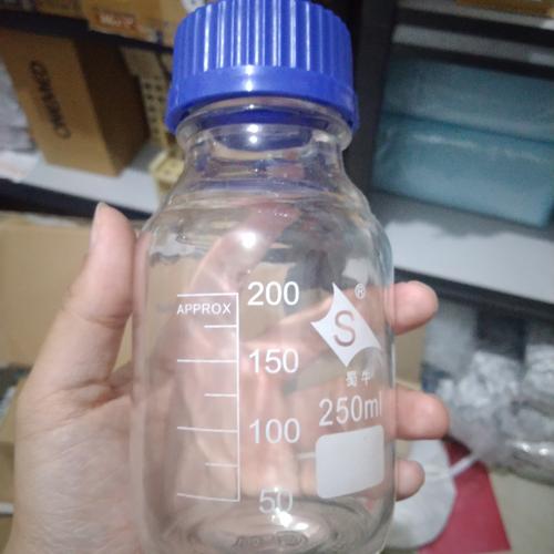 Jual botol sampel botol duran RRC bening tutup biru 250ml 250 ml 250cc ...