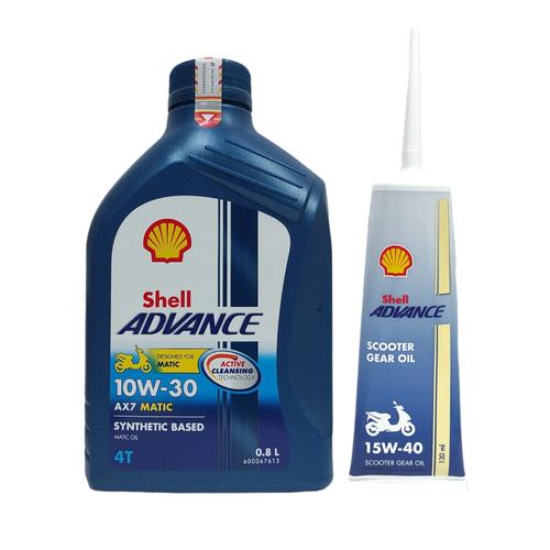 Promo PAKET OLI MATIC SHELL ADVANCE AX7 SCOOTER 0.8L 10W30 + 1 GARDAN ...