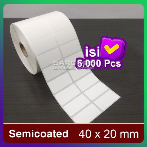 Jual LABEL STICKER BARCODE 40mm X 20mm ( 2 LINE ) SEMICOATED isi 5000 ...
