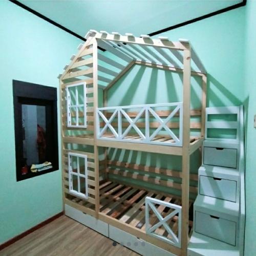 Jual ranjang tidur tingkat tangga laci ukuran 120x200x270 - Kab ...