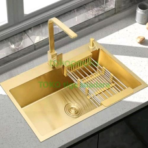 Jual KITCHEN SINK GOLD/EMAS 6045 stainless/bak cuci piring gold MODEL ...