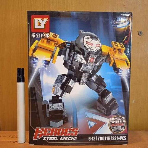 Jual mainan bricks figure LY 76011 B steel mecha hulkbuster black hitam ...