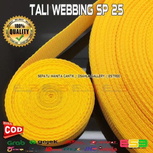Jual 1 Meter Tali webbing warna Kuning / Tali Webing Tabular 2.5 cm ...