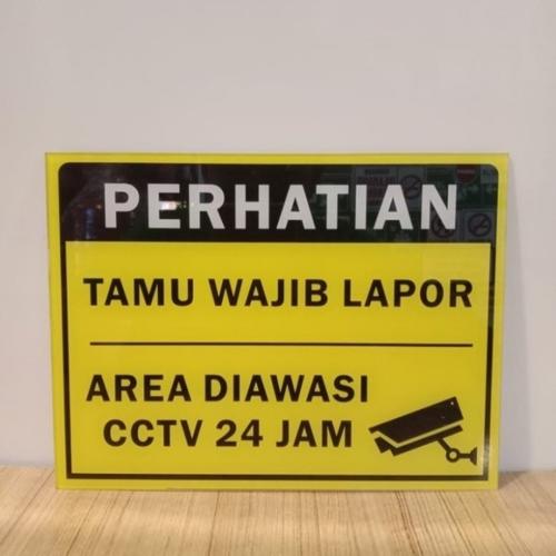 Jual SIGN STICKER PERHATIAN TAMU WAJIB LAPOR DIAWASI CCTV /STICKER ...