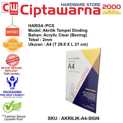 Jual TEMPAT BROSUR AKRILIK TEMPEL SIGN HOLDER AKRILIK A4 - TIPE 1 ...