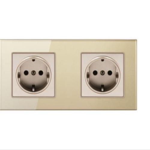 Jual Smatrul Gold Double Saklar Soket Dinding Wall Duplex Power Socket ...