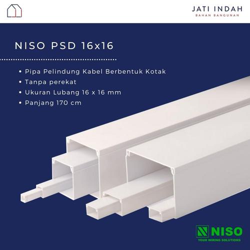 Jual NISO PSD Cable Duct 16X16 mm Panjang 170 cm / Pipa Kabel Kotak ...