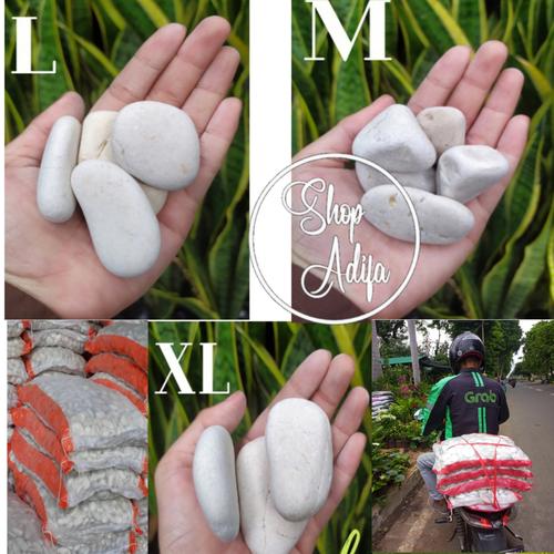 Jual Batu hias taman batu koral putih 1 karung khusus grab/gojek ...