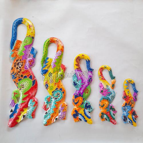 Jual Kerajinan kayu hiasan dinding cicak tokek Gecko size besar lukis ...