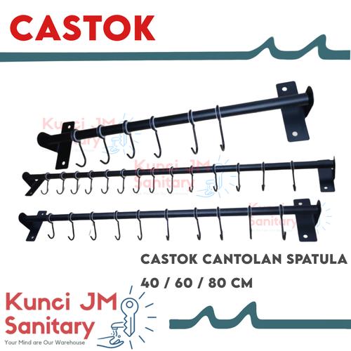Jual Kapstok Geser Dapur Gantungan Spatula Panci Wajan Stainless Hitam ...