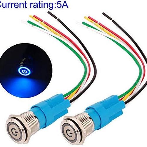 Jual Push Button Metal Switch 16mm led blue momentary with cover - Kota ...