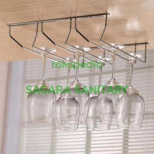 Jual Rak gantung 3 jalur stainless / rak gelas bar 3 jalur stainless ...
