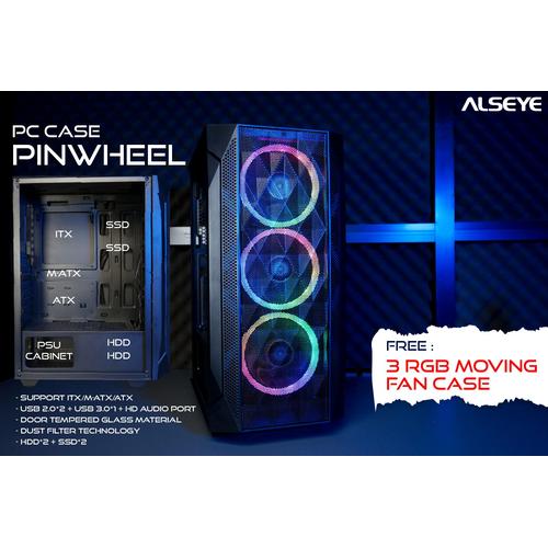 Jual PC Case Alseye Pinwheel BLACK [NO PSU] - Black - Kota Samarinda ...