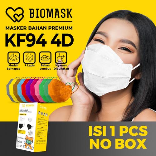 Jual BIOMASK Masker KF94 4D 1 Pcs Hitam Putih 4 Ply Disposable Mask EVO ...