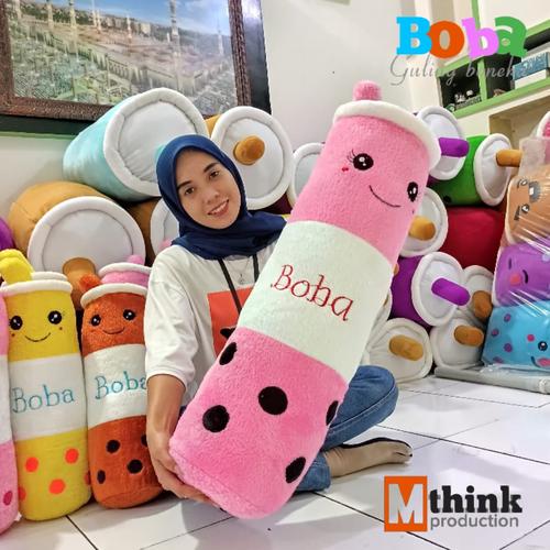 Jual Boneka guling boba milk tea brown sugar tea jumbo kain halus ...