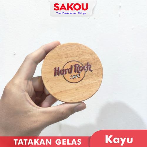 Jual Tatakan Gelas Alas Kayu Mahoni Solid Karet Coaster Custom UV Print ...