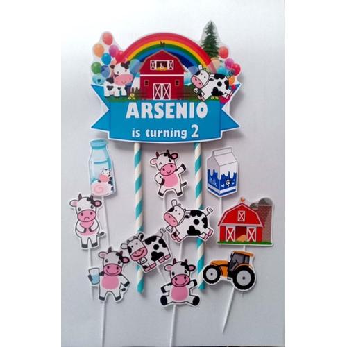 Jual TOPPER CAKE - HIASAN KUE ULANG TAHUN GAMBAR SAPI BISA CUSTOM NAMA ...