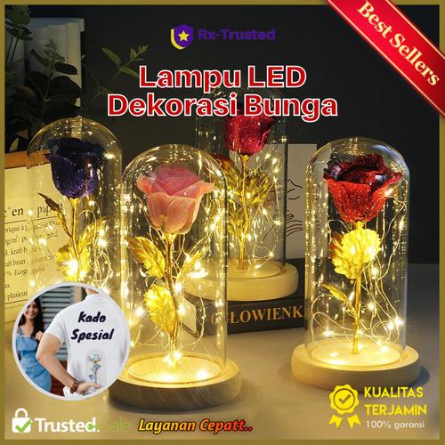 Jual Bunga Mawar Lampu LED Dekorasi Beauty and The Beast Rose Buket ...