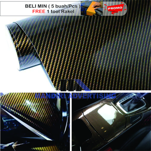 Jual stiker karbon hitam emas glosi/ sticker carbon fiber black gold ...