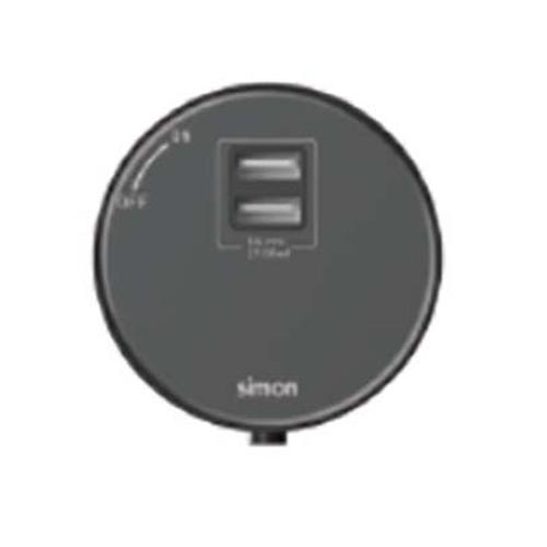 Jual SIMON USB Outlet socket Round hitam/SIMON Track socket USB Outlet ...