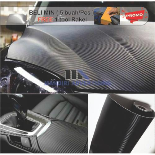 Jual stiker karbon hitam doff / sticker carbon fiber black doff - 150cm ...