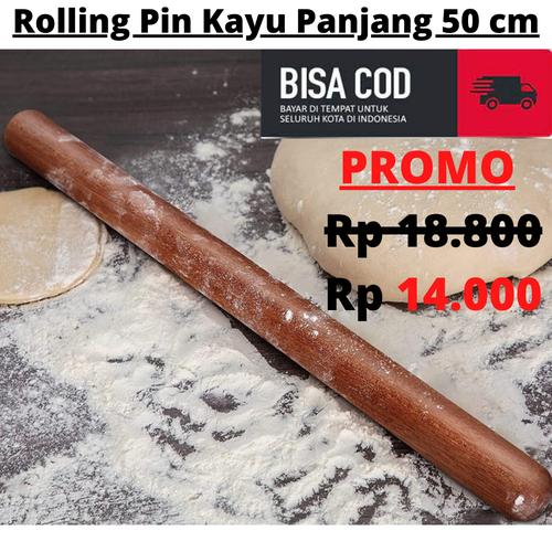 Jual Rolling Pin Kayu Panjang 50 cm bahan kayu mahoni solid dan tahan ...
