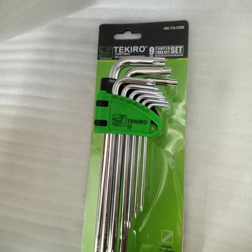 Jual TEKIRO KUNCI L BINTANG PANJANG 9 PCS TAMPER TORX KEY SET HK-TA1206 ...