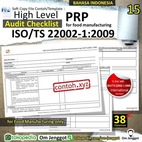 Jual Contoh High Level (PRP) Audit Checklist, ISO/TS 22002-1:2009 ...