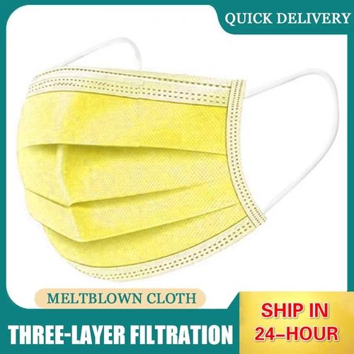 Jual MASKER EARLOPS 3 ply 50pcs DISPOSABLE MEDIS MASK KUNING ISI 50 PCS ...