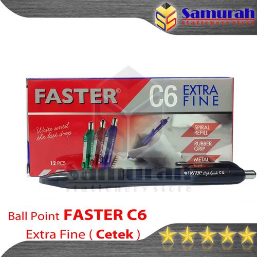 Jual Ballpoint FASTER C6 Extra Fine Point / Pulpen C 6 / Pen Cetek 12 ...