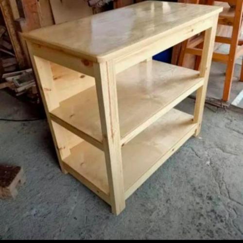 Jual meja rak dua susun natural fernis terbuat dari bahan kayu jati ...