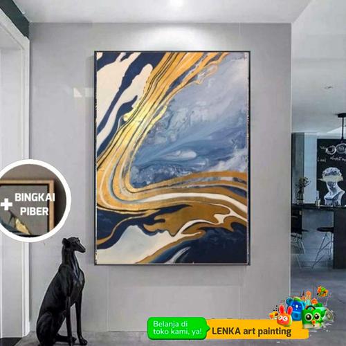 Jual lukisan abstrak blue art tekstur - NO bingkai - Kab. Bandung ...