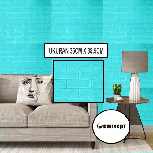 Jual CX Wallpaper Foam 3D Bata Warna Biru Tosca Premium Wall Paper ...