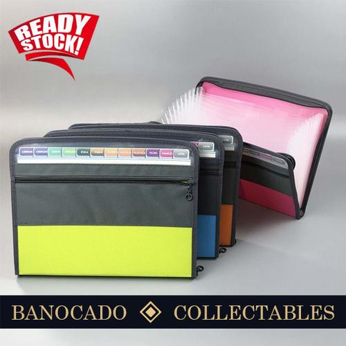Jual Expanding File Organizer Folder with Zipper and Labels - Merah ...