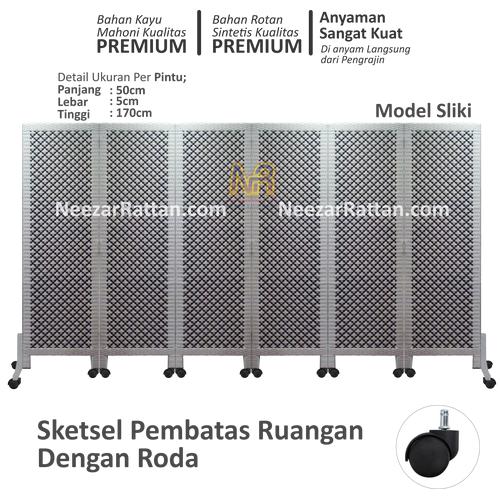 Jual Sketsel SLIKI Pembatas penyekat partisi Ruangan PAKAI RODA - 4 ...