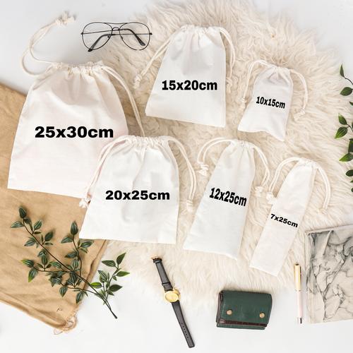 Jual pouch serut polos bahan blacu berbagai ukuran makeup pouch sedotan ...