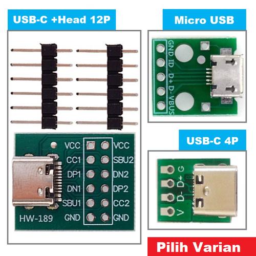 Jual Converter USB Micro/Type-C to DIP 2.54mm PCB Adapter Socket ...