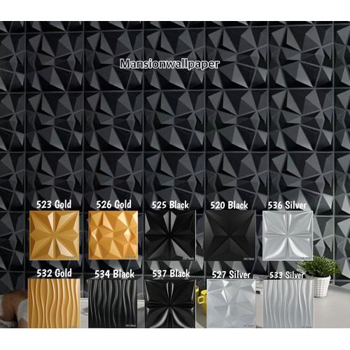 Jual Wallpanel Dinding 3D PVC Black Hitam Gold Emas Abu Silver Timbul ...