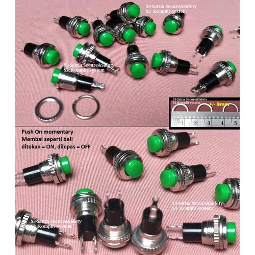 Jual hijau Push on Tombol Switch saklar sedang medium Tanggung 2 pin ...