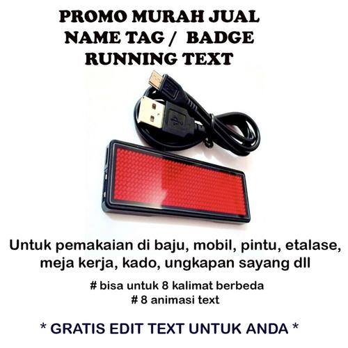 Jual Name Tag LED/ Running Text Warna Merah murah bisa request edit ...