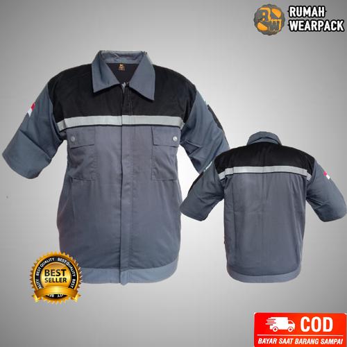 Jual Werpak Safety K3 Wearpack Atasan Lengan Pendek Abu Tua Hitam - Abu ...