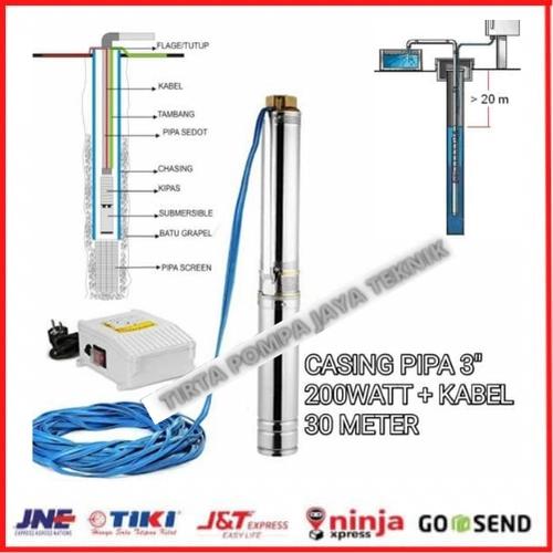 Jual Mesin Pompa Air Submersible 1/4 + Kabel 30 Meter Asli Casing Pipa ...