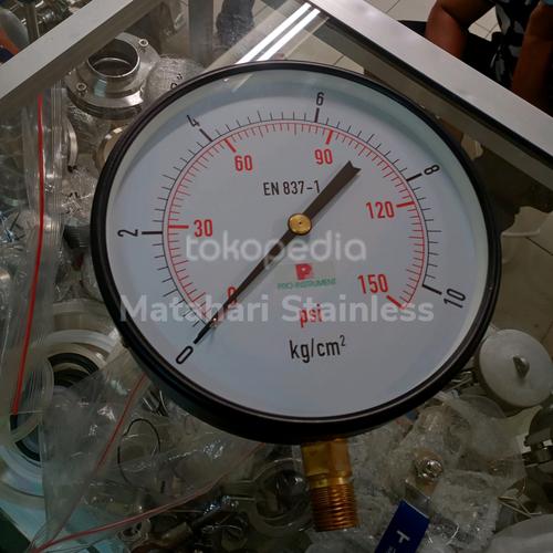 Jual Pressure Gauge Manometer Besi Black Steel 8 " inchi 10 Bar 150 Psi ...