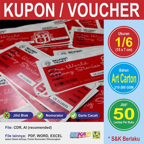 Jual Cetak Kupon Tiket Voucher 15x7 cm - Art Carton 210, Cetak 1 Sisi ...