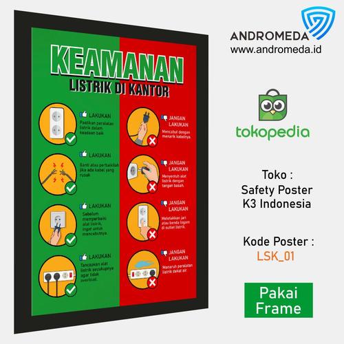 Jual Safety Poster K3 : Keamanan Listrik Di Kantor + Frame - Kota ...